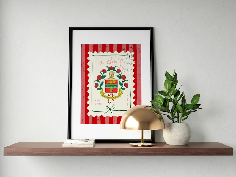 Alpha Chi Omega Crest Printable | Sorority Dorm Wall Art | 8x10 Digital ...