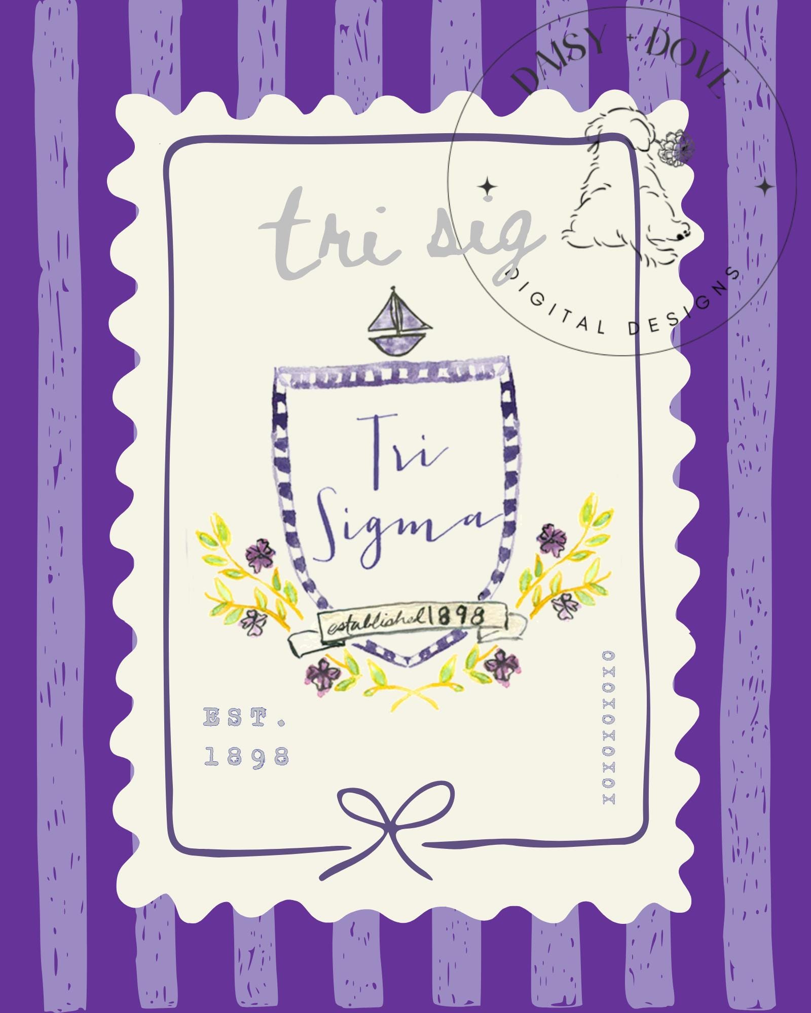Tri Sigma Crest Printable | Sorority Dorm Wall Art | 8x10 Digital ...