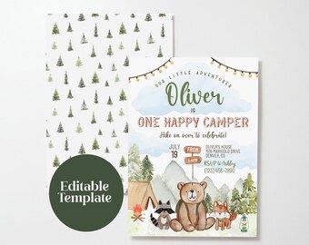One Happy Camper Editable Invitation Printable - Etsy