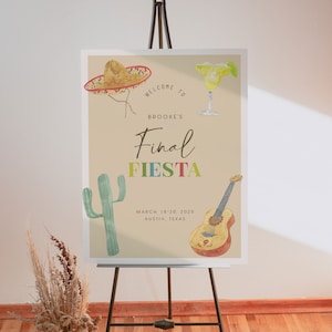 Final Fiesta Welcome Sign Template, Bachelorette Party Poster, Boho ...