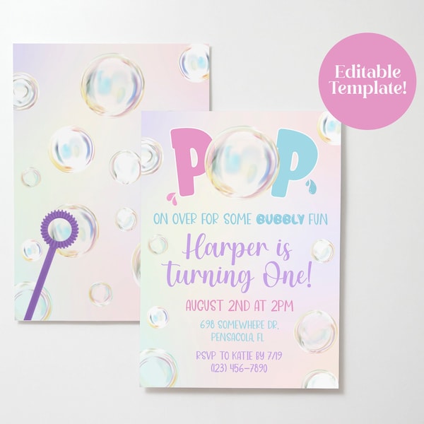 Kids Bubble Birthday Party Invitation - Etsy