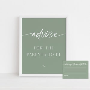 Advice for the Parents to Be Template for Baby Shower, Sage Green Baby ...