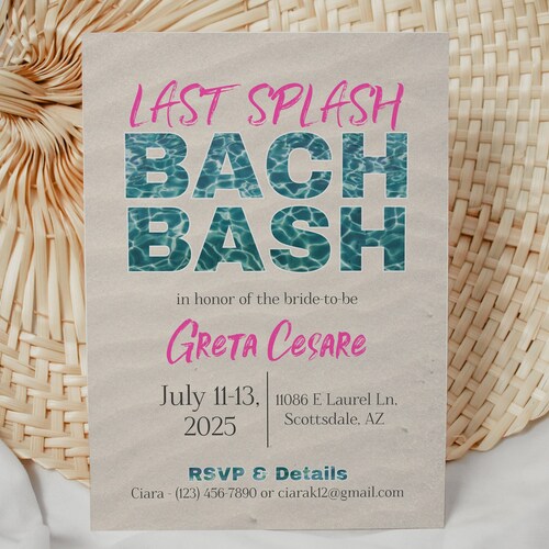 Last Splash Bachelorette Invitation Template Beach - Etsy