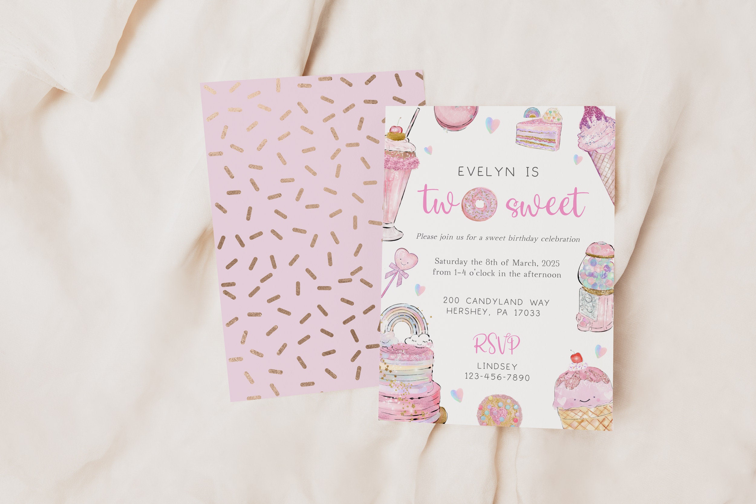 Two Sweet Birthday Invitation Template Dessert Birthday Party - Etsy