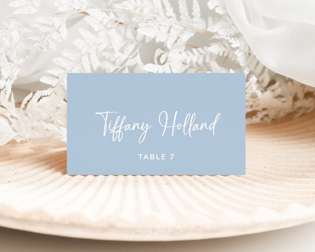 Dusty Blue Place Card Template, Something Blue Before I Do, Food Tent ...