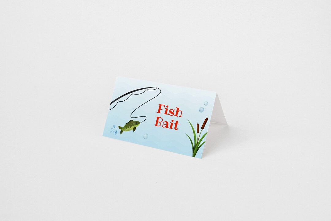 O-fish-ally One Food Label Card, Fishing Card Tent for Buffet Template ...