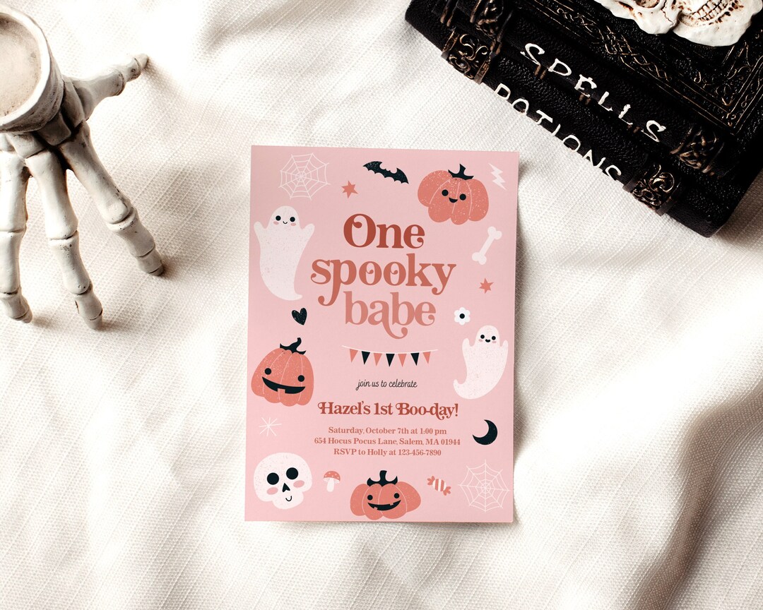 One Spooky Babe Invitation for 1st Birthday Party, First Boo-day Invite ...