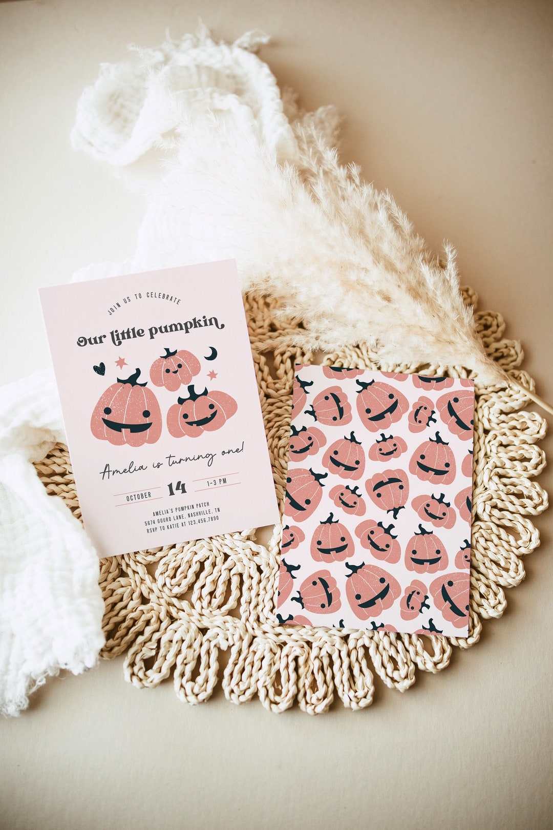 Cute Pumpkin Birthday Invitation, Our Little Pumpkin is Turning One ...