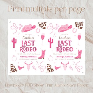 Last Rodeo Bachelorette Invitation and Itinerary Template, Editable ...