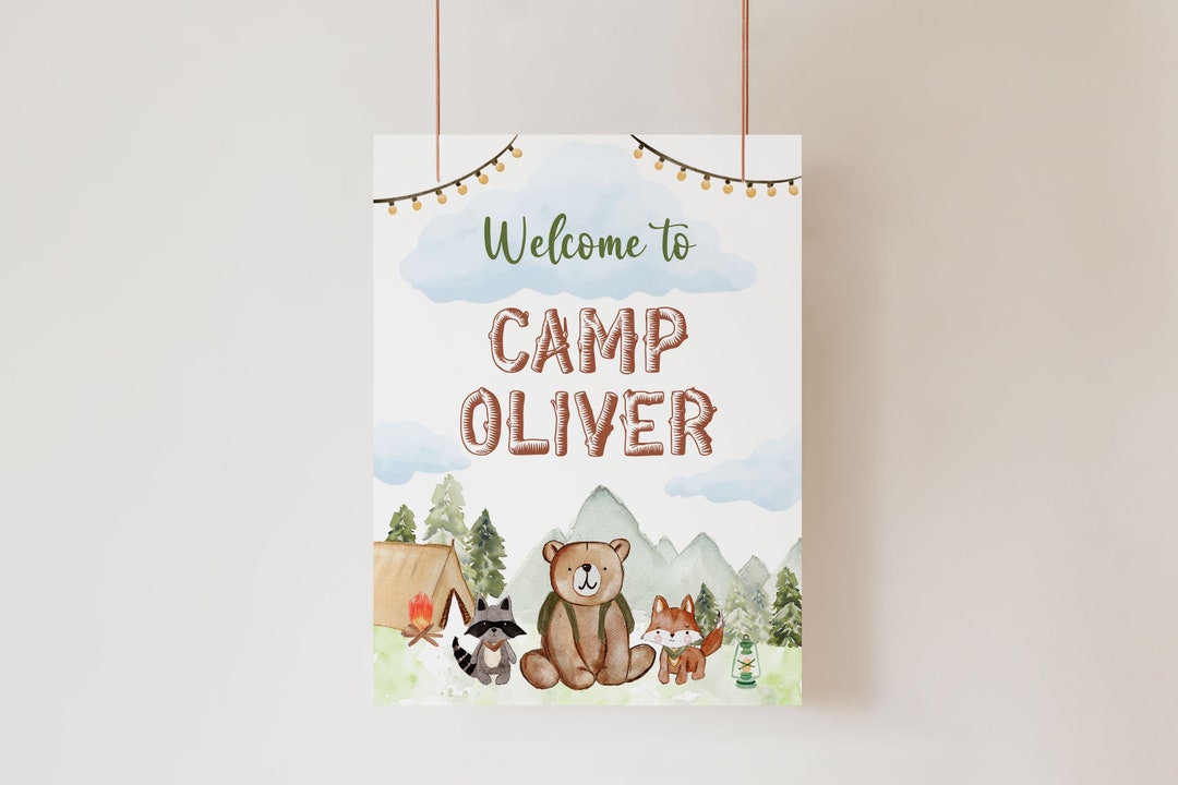 Editable One Happy Camper Welcome Sign Template, 1st Birthday Welcome ...