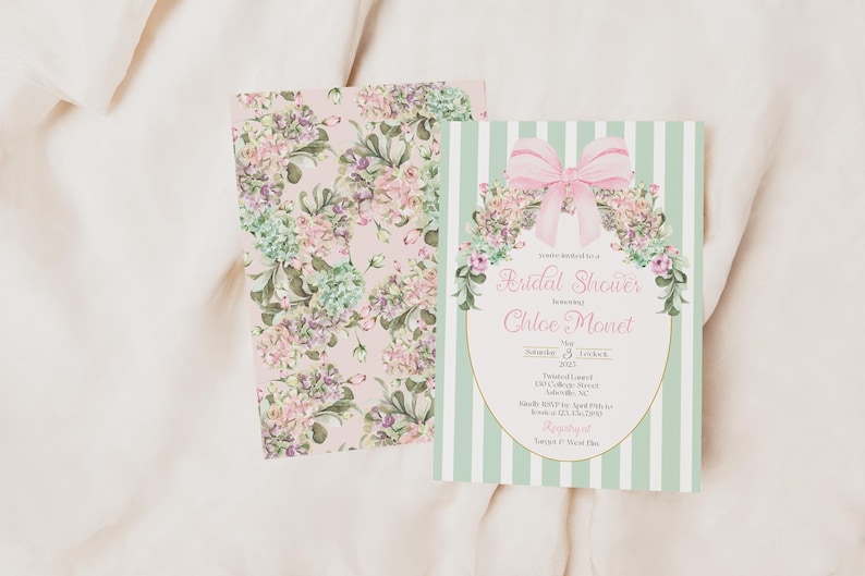 Coquette French Bridal Shower Invitation Template: Shabby Chic Style ...