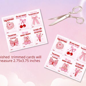 Coquette Valentine's Day Cards: Pink Bow Printable (PDF) - Etsy