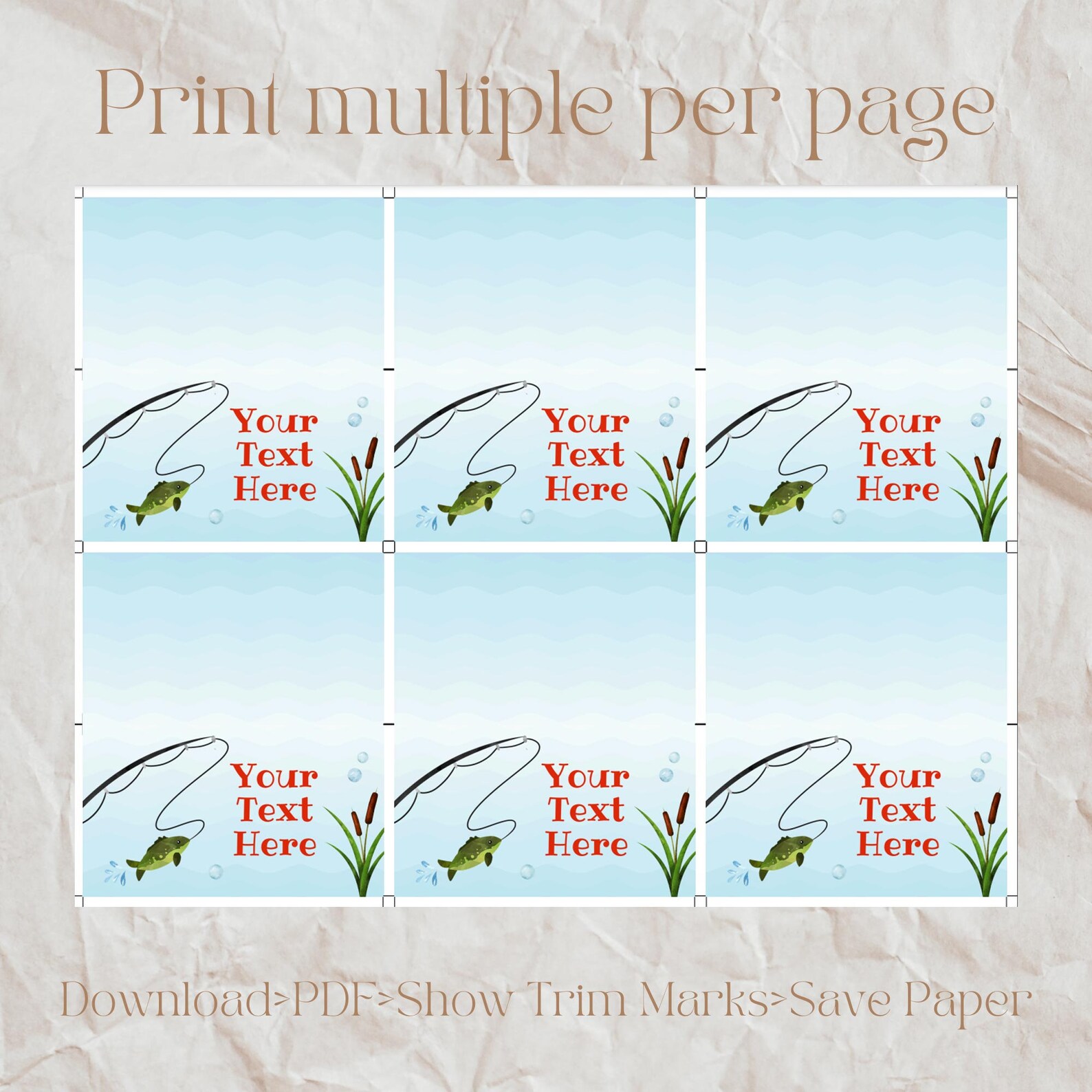 O-fish-ally One Food Label Card, Fishing Card Tent for Buffet Template ...