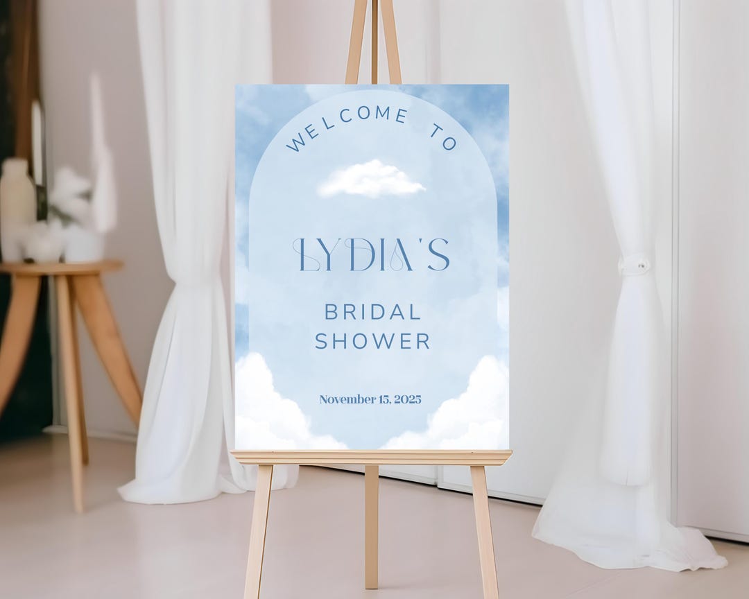 On Cloud 9 Welcome Sign Template: Watercolor Baby Shower Decor (digital ...