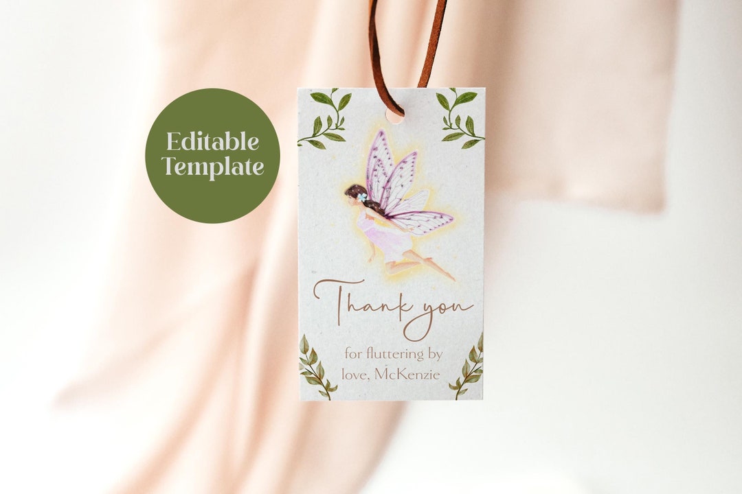 Fairy Favor Tag Template for Birthday Party, Fairy Birthday Party ...