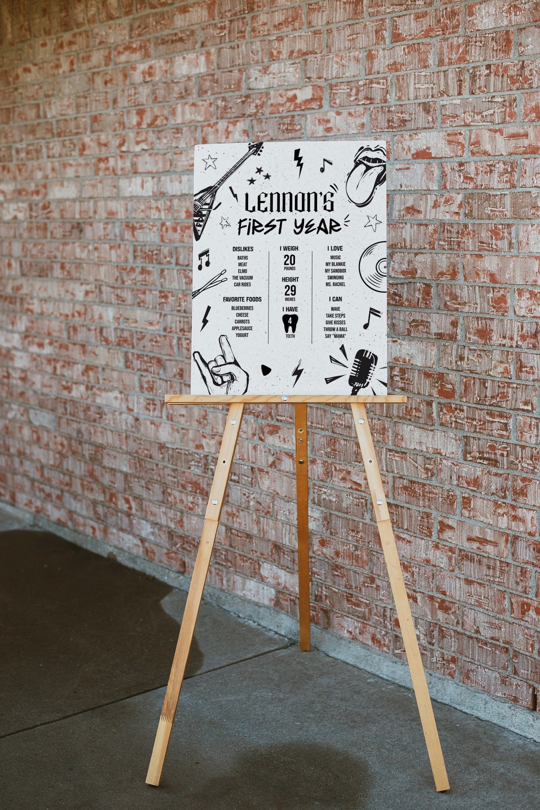 One Rocks Milestone Sign Template, Rock N Roll 1st Birthday Milestone ...