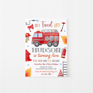 Firetruck Birthday Invitation Template for Boy Birthday Party ...