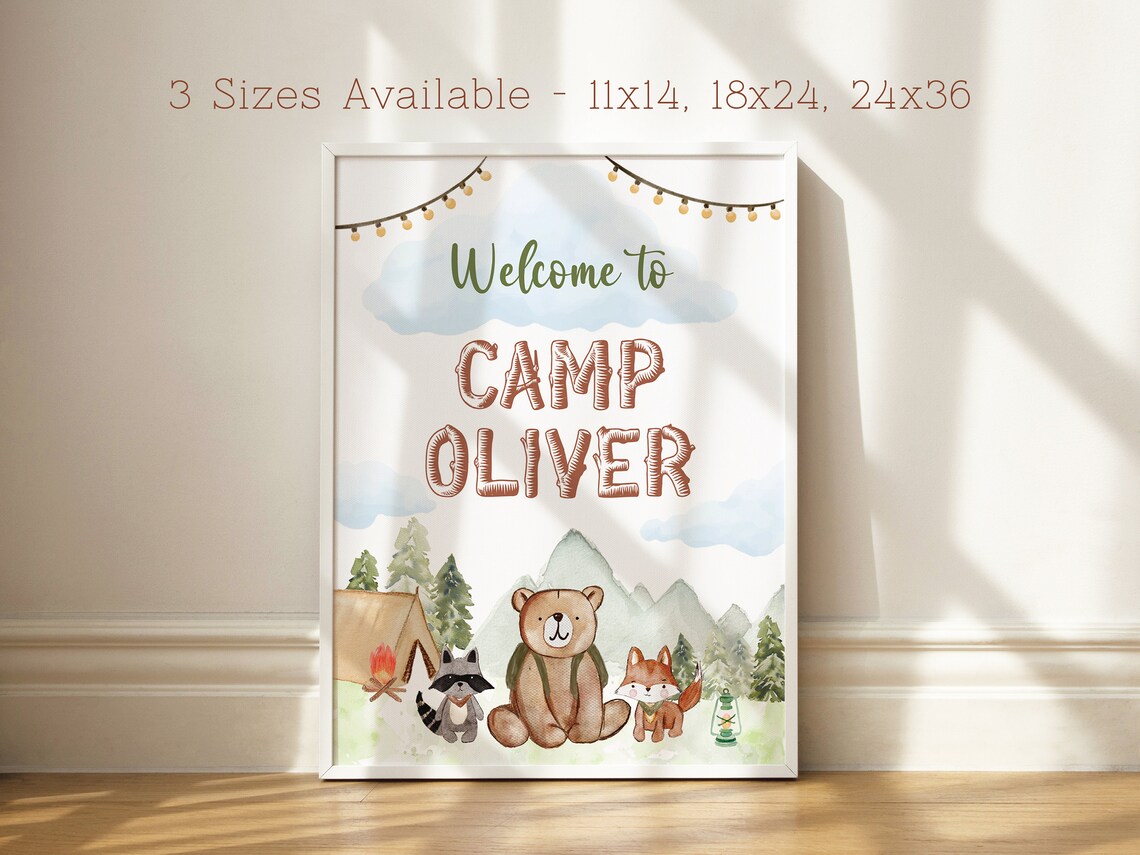 Editable One Happy Camper Welcome Sign Template, 1st Birthday Welcome ...