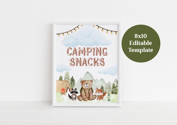 Happy Camper Snacks Sign Template for Birthday Party Camping - Etsy