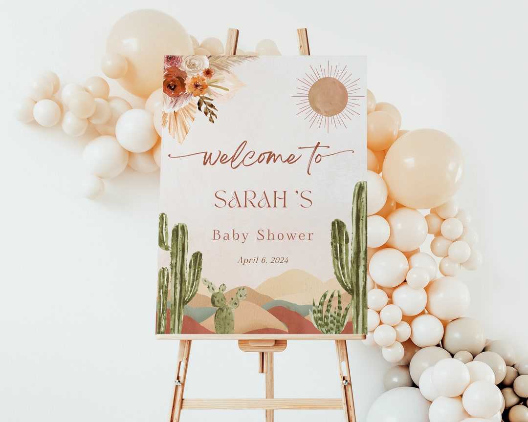 Boho Cactus Baby Shower Welcome Sign: Desert Fiesta Theme (printable ...