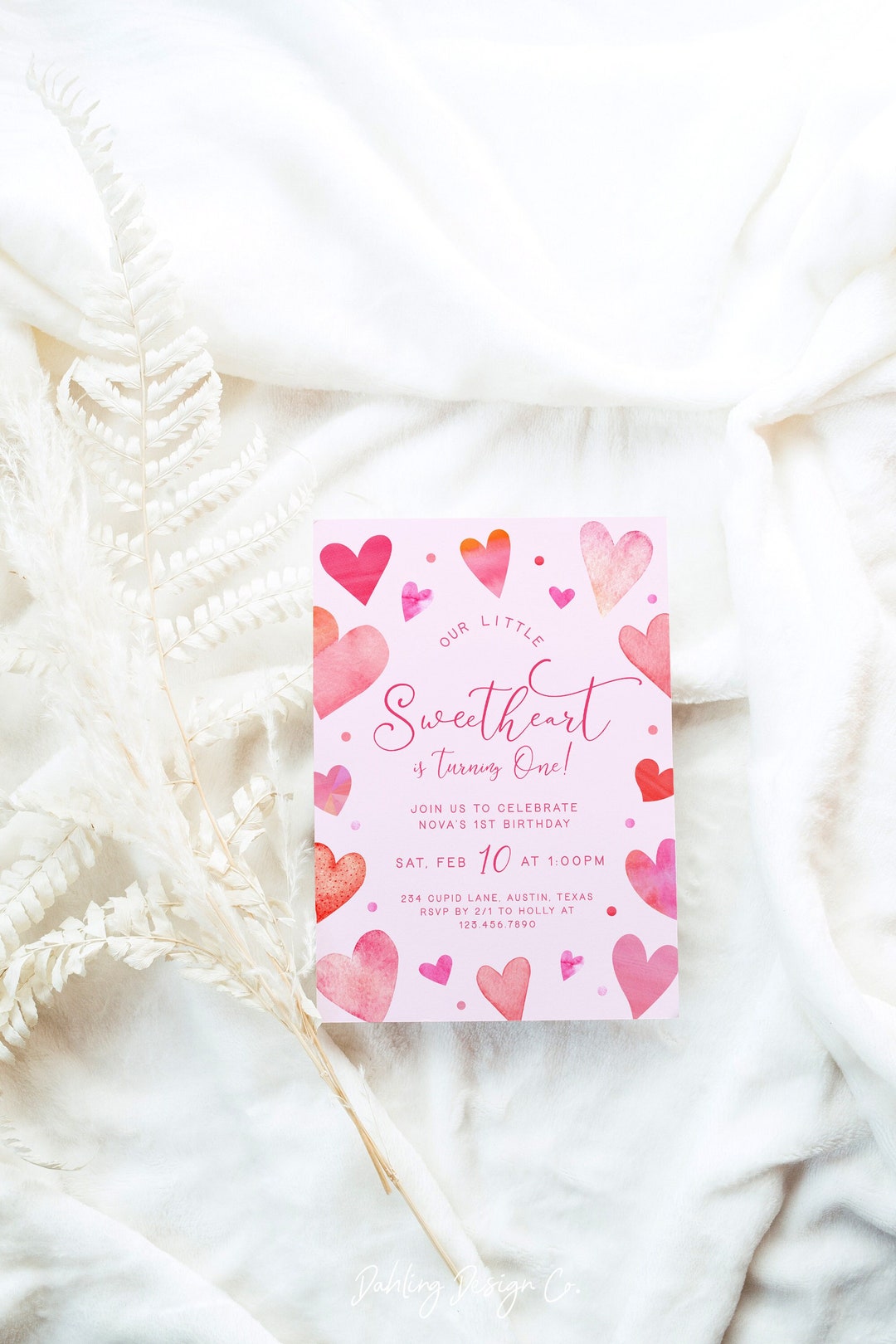 Little Sweetheart Birthday Invitation Template, Valentine Birthday ...