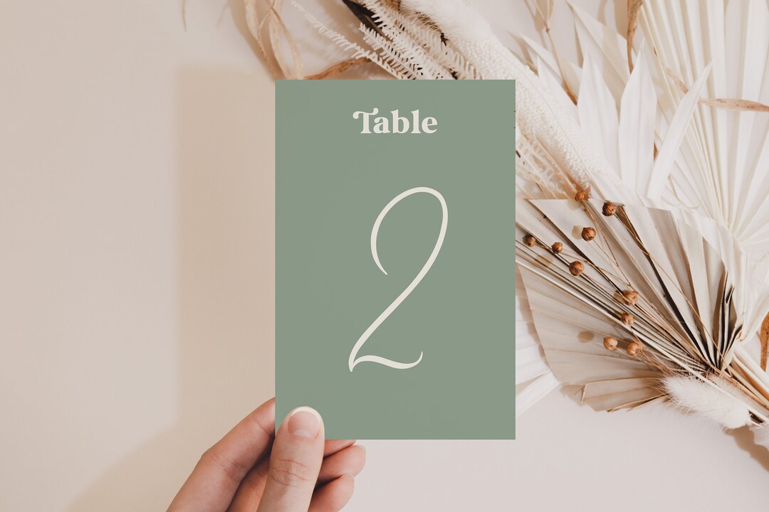 Sage Green Wedding Table Numbers Template, Wedding Sign Printable ...