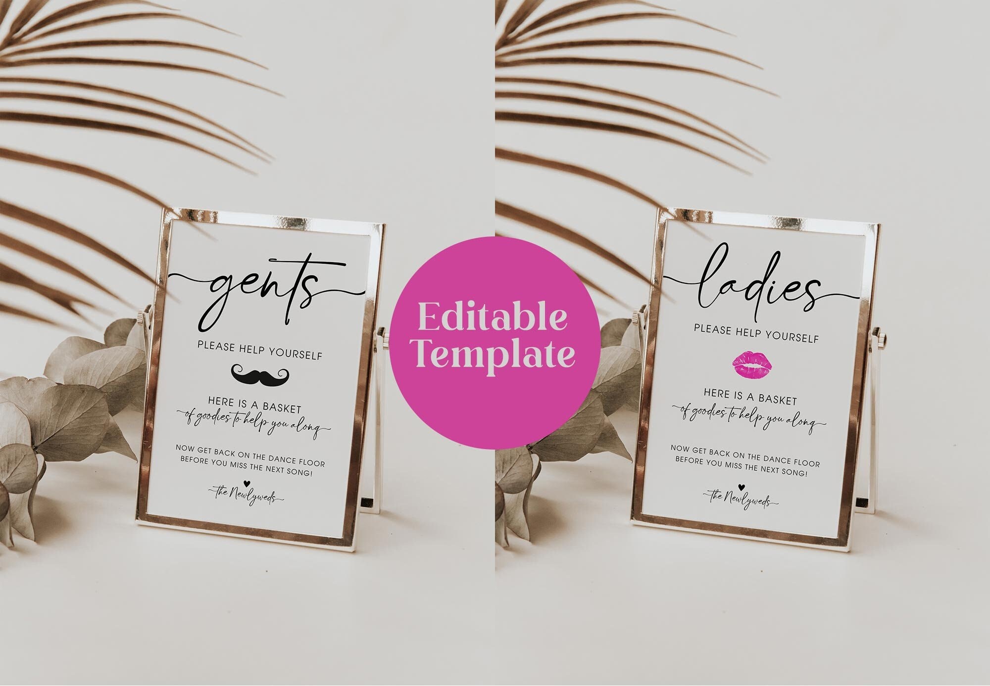 Wedding Restroom Sign Templates, Bathroom Basket Sign for Wedding ...