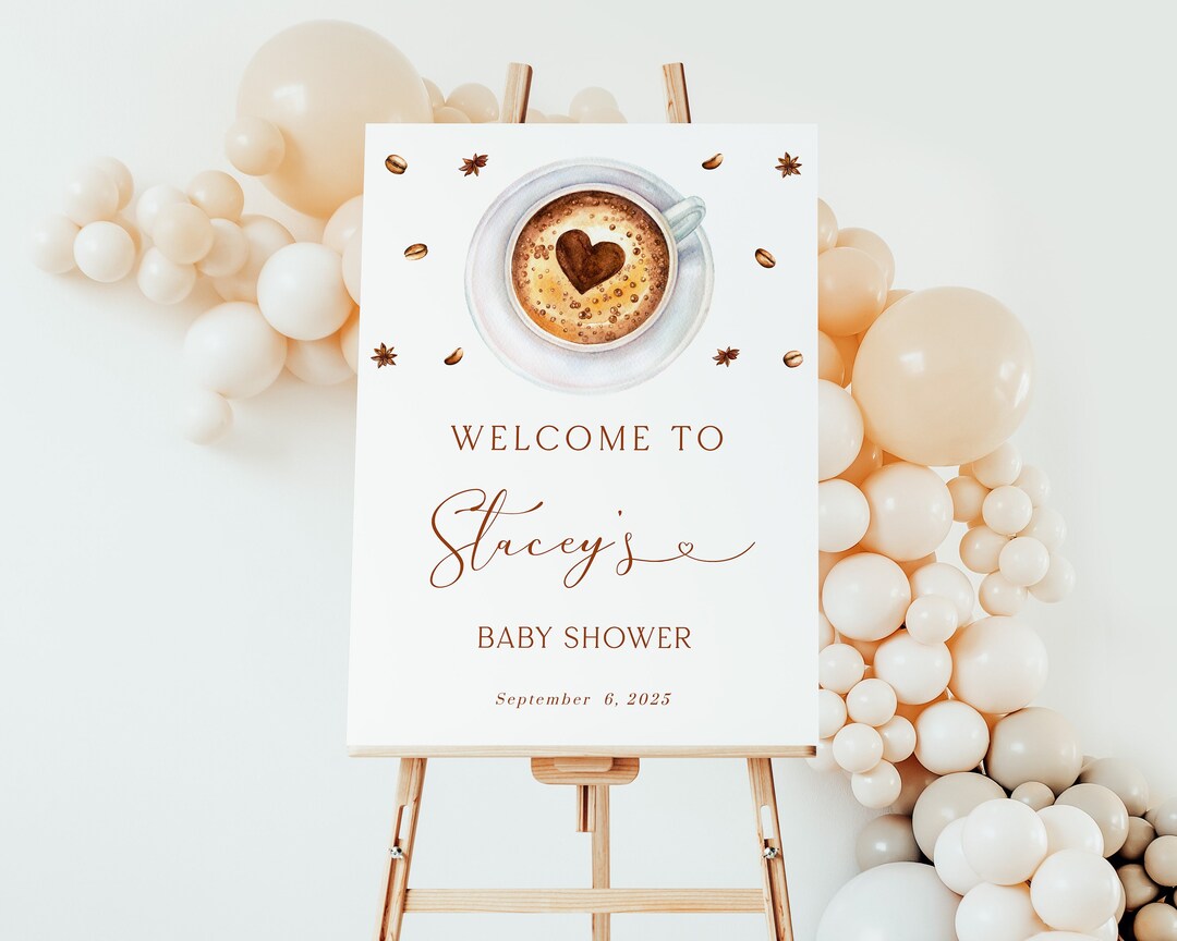 A Baby is Brewing Welcome Sign Template, Coffee Baby Shower Welcome ...