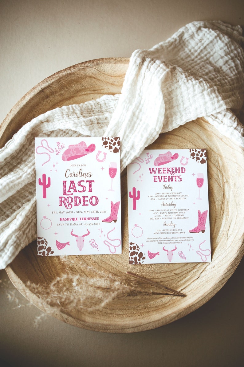 Last Rodeo Bachelorette Invitation and Itinerary Template - Etsy
