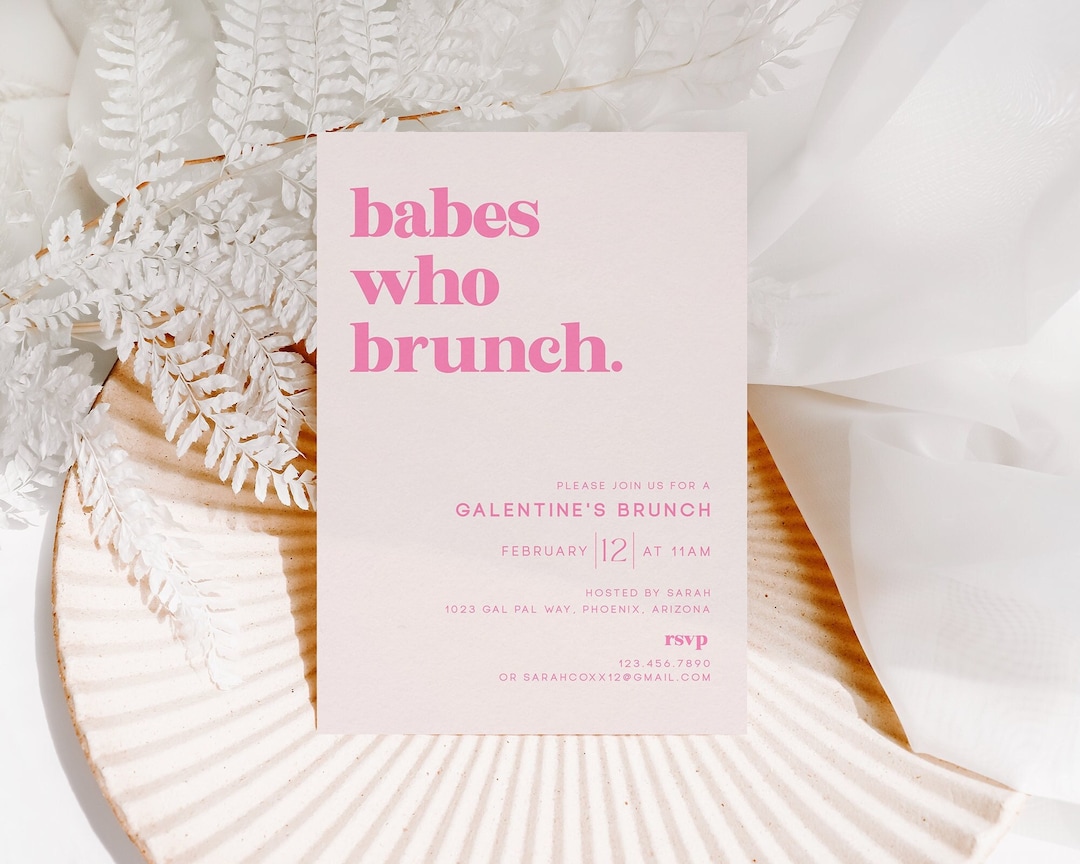 Galentine's Brunch Invitation Template: Pink Babes Who Brunch Invite ...