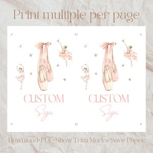 Ballerina Birthday Party Sign Template: Editable Ballet Favors (digital ...