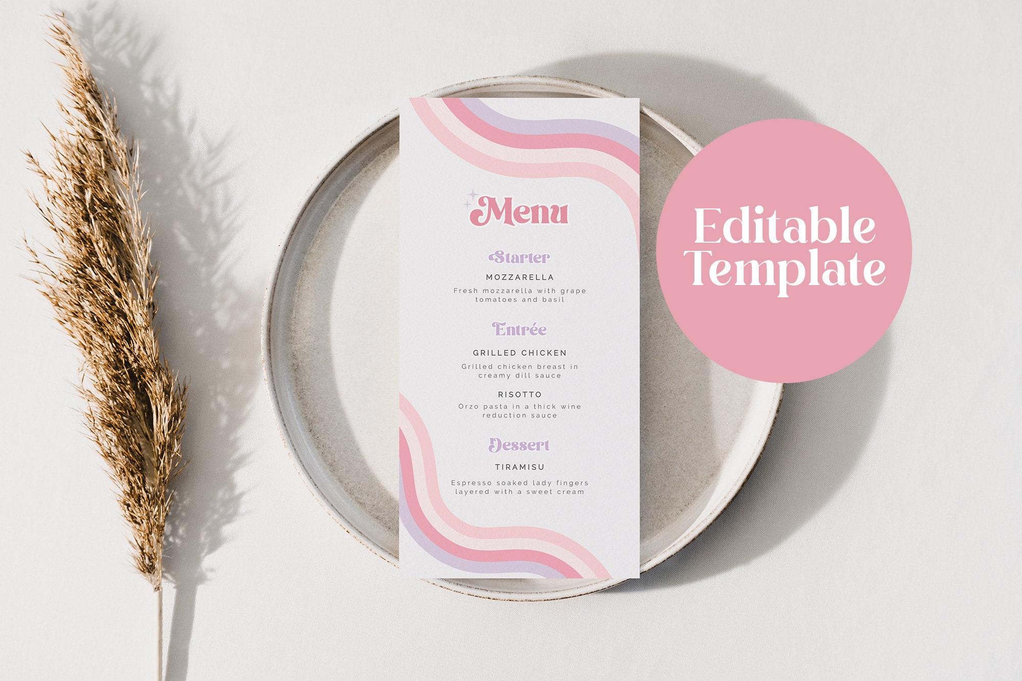 Retro 70s Menu Template: Editable Dinner Party Menu (digital Download ...
