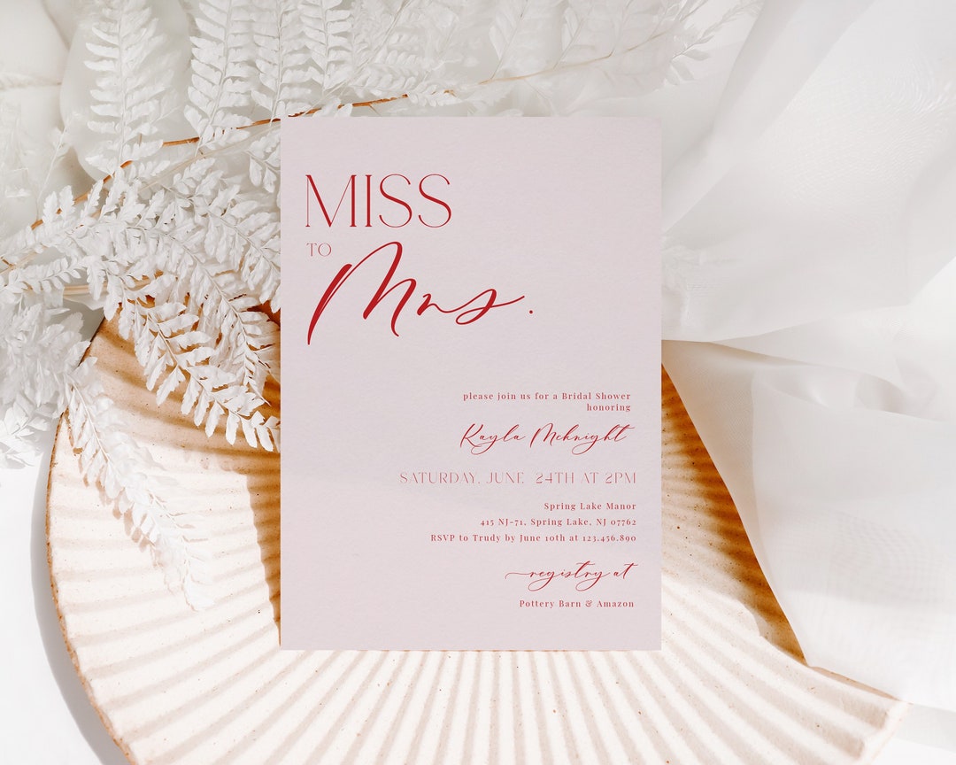 Miss to Mrs Bridal Shower Invitation Template, Pink Bridal Shower ...