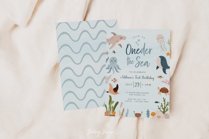 Oneder the Sea Birthday Invitation: Under the Sea Party Invite ...