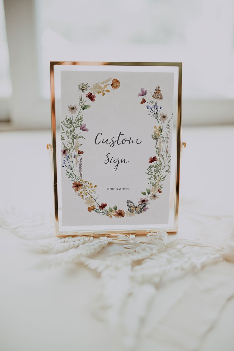 Editable Garden Party Custom Sign Template, Wildflower Birthday Sign ...