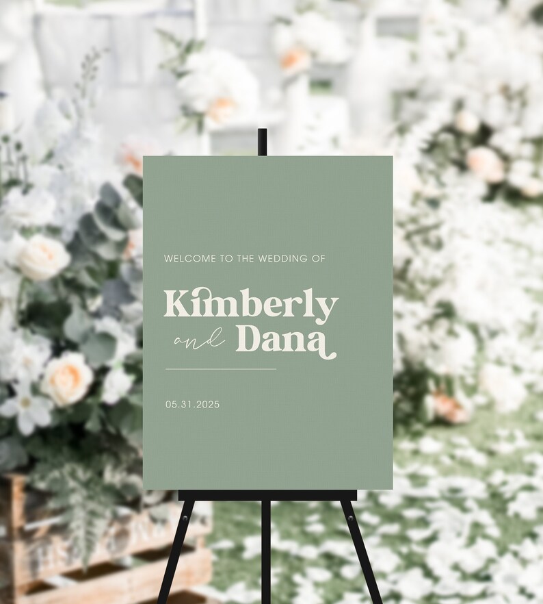 Sage Green Wedding Welcome Sign Template Minimalist Wedding - Etsy