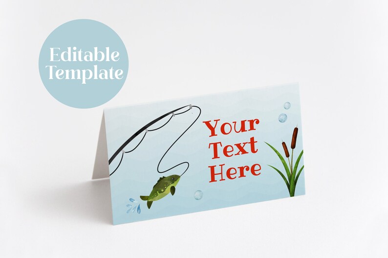 O-fish-ally One Food Label Card, Fishing Card Tent for Buffet Template ...