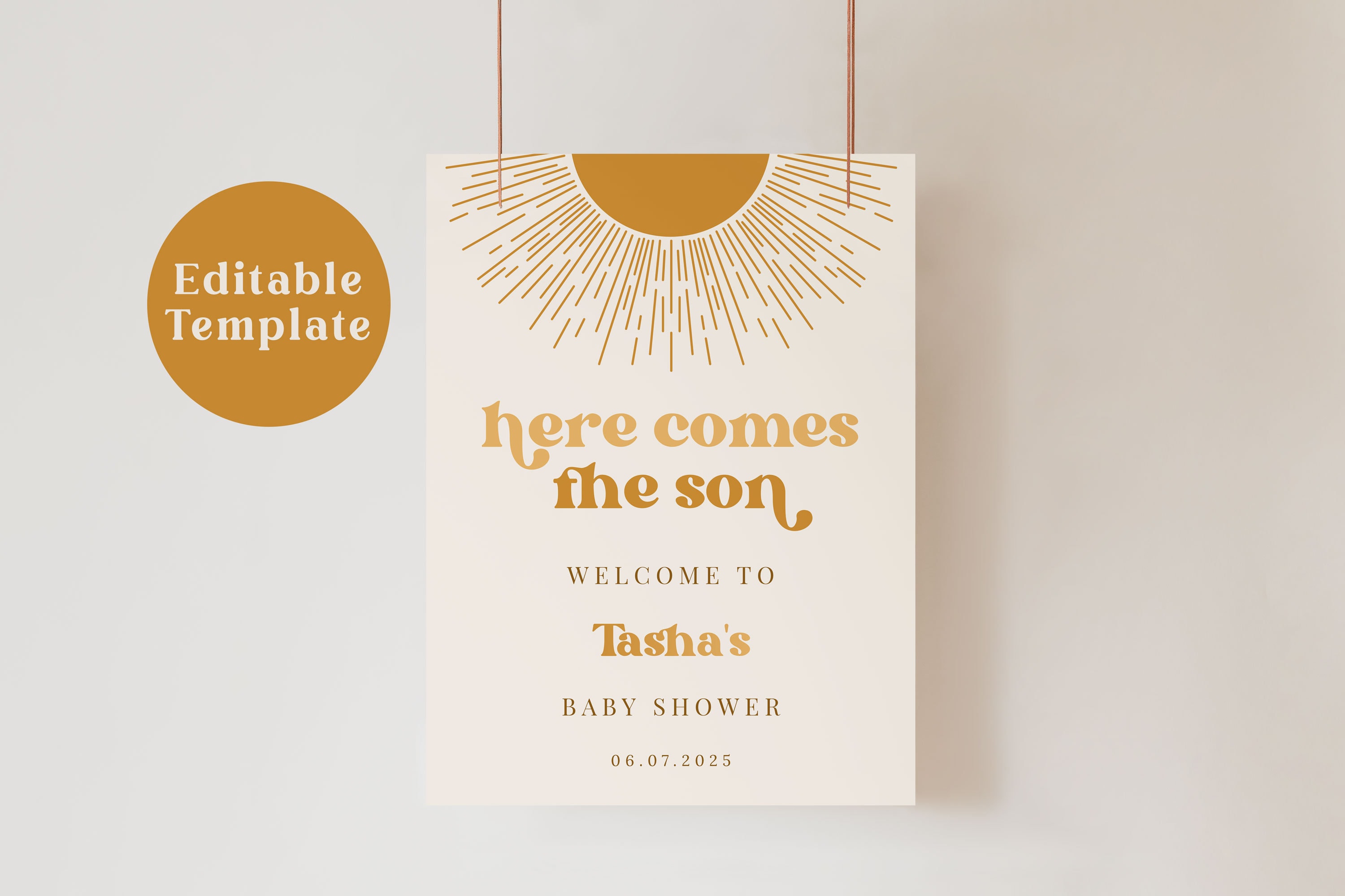Here Comes the Son Welcome Sign Template Sun Baby Shower - Etsy
