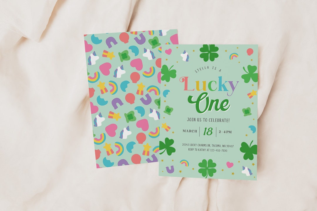 Lucky One Birthday Invitation Template, St Patricks Birthday Invite ...