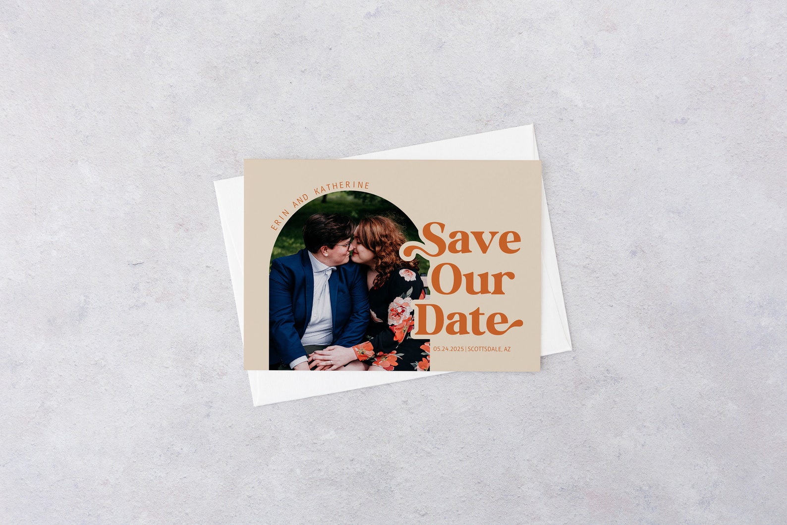 Retro Save the Date Editable Template, 7x5 Card, Wedding Invitation ...