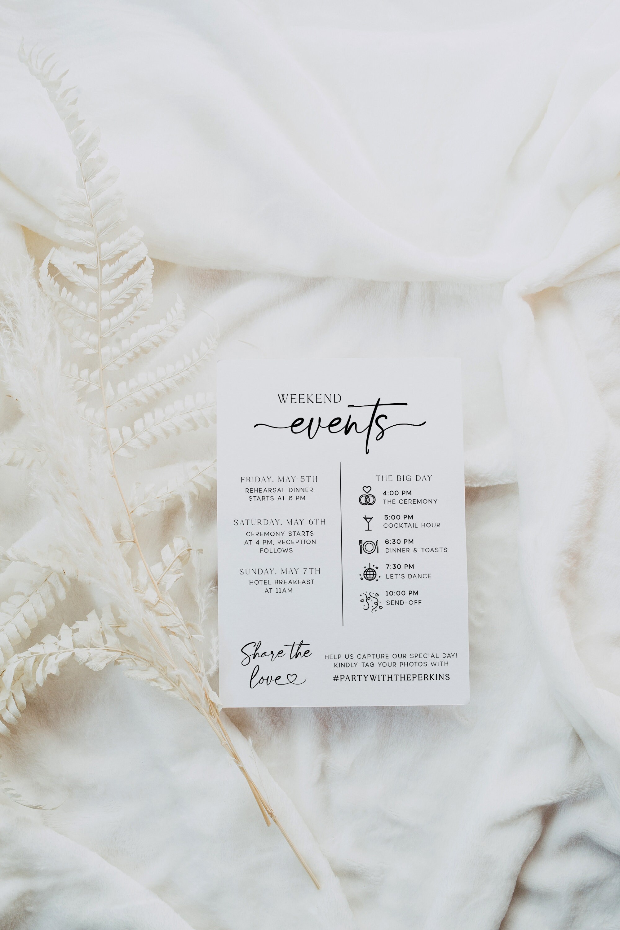Editable Wedding Timeline Template: Welcome Note, Order of Events ...