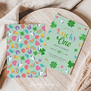Lucky One Birthday Invitation Template, St Patricks Birthday Invite ...