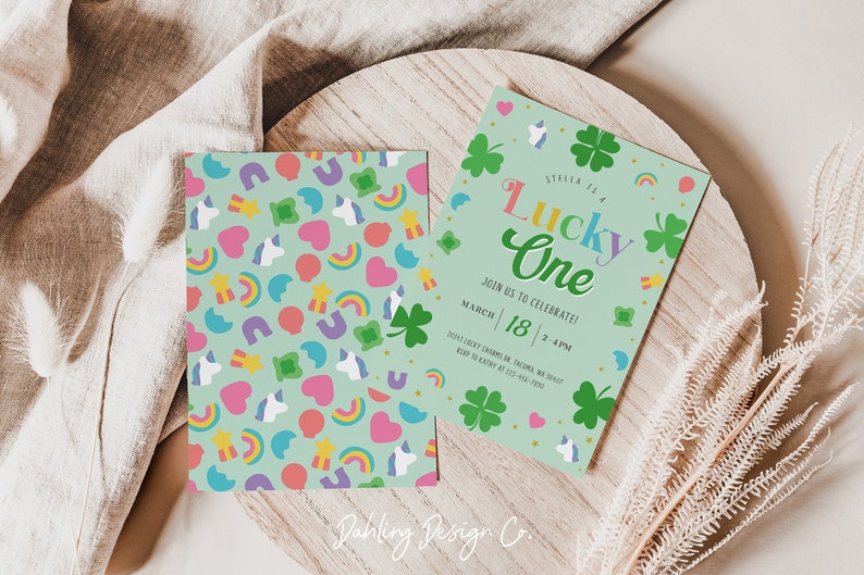 Lucky One Birthday Invitation Template St Patricks Birthday - Etsy