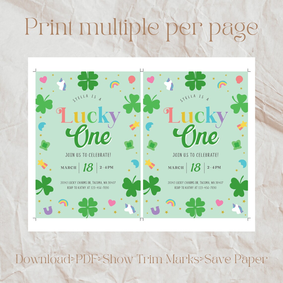 Lucky One Birthday Invitation Template, St Patricks Birthday Invite ...
