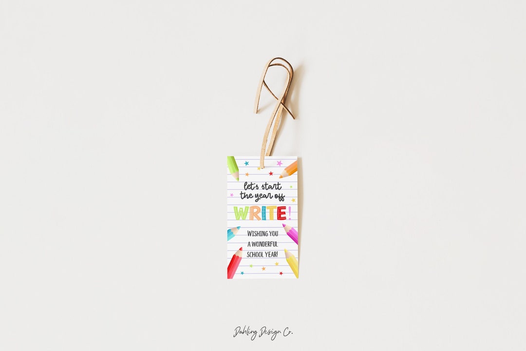 Back to School Pencil Gift Tag: Printable Student Gift (digital ...