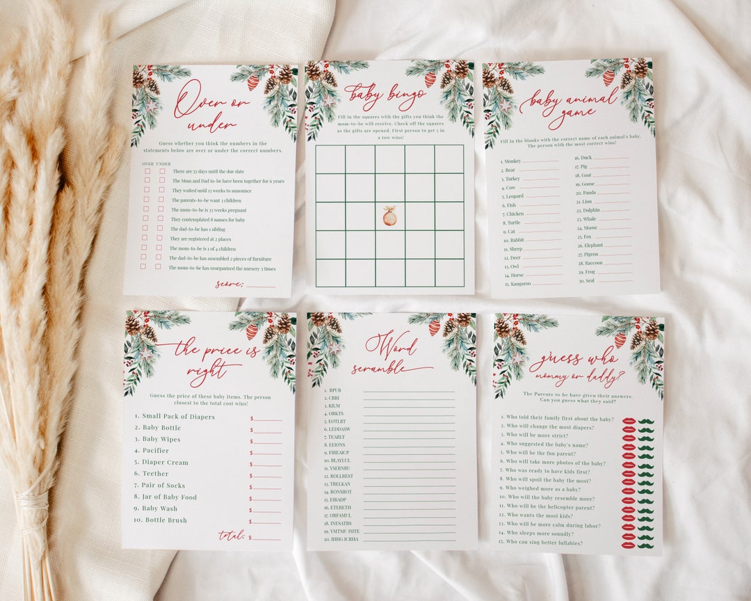 Christmas Baby Shower Game Bundle: Holiday Printable Games (digital ...