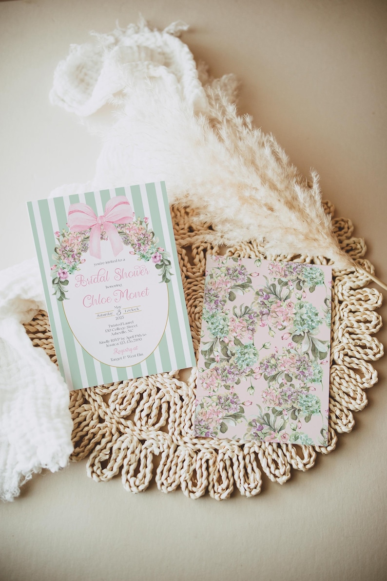 Coquette French Bridal Shower Invitation Template: Shabby Chic Style ...