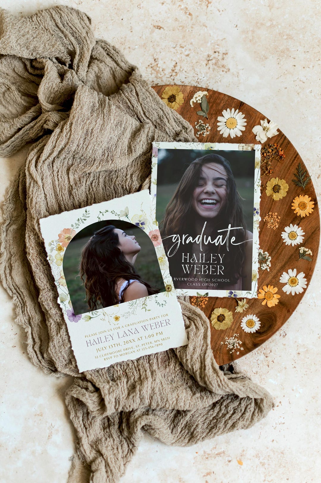 Wildflower Graduation Party Invitation Template: Floral Grad ...
