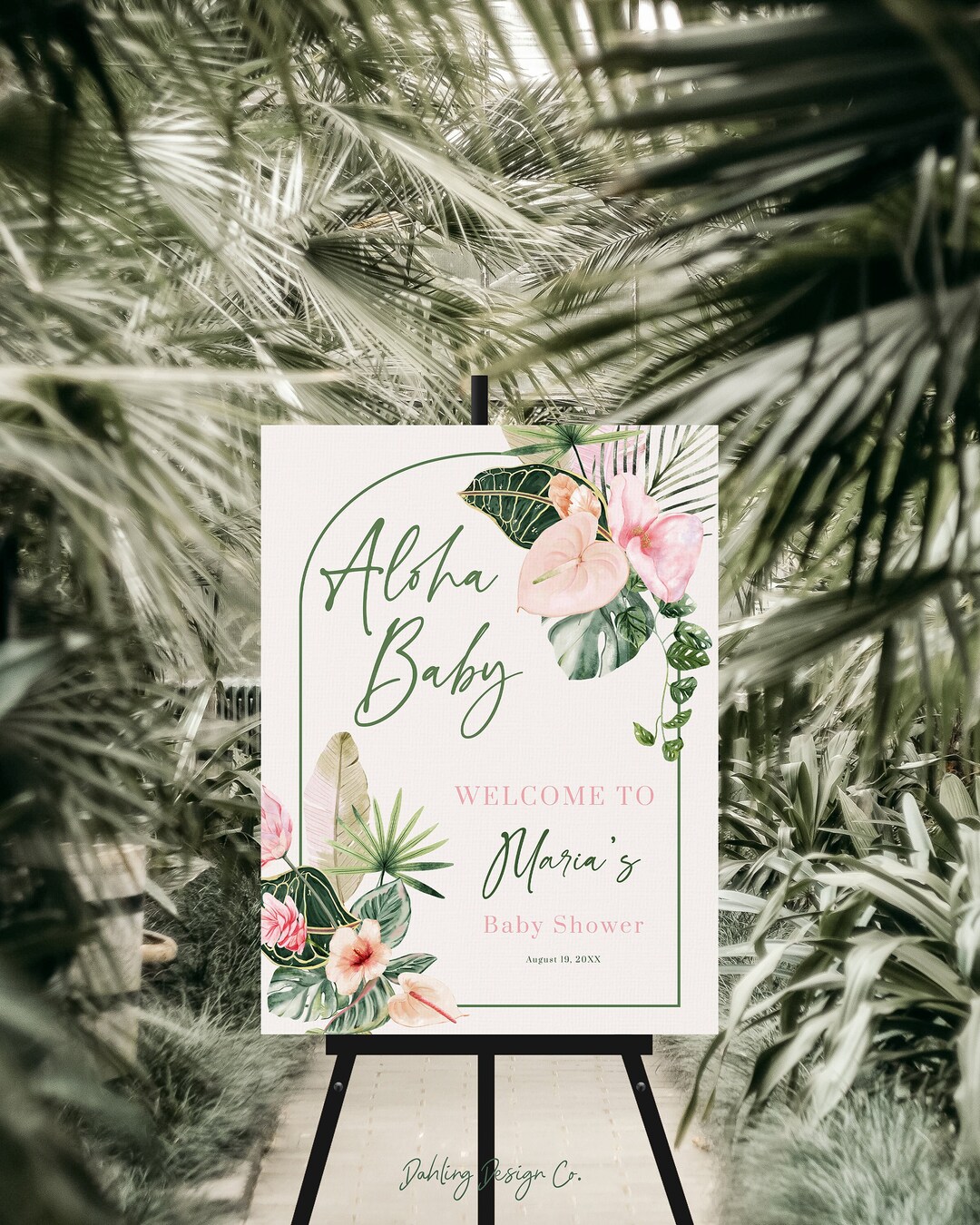 Aloha Baby Welcome Sign Template, Tropical Baby Shower Welcome Sign ...
