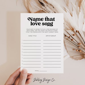 Name That Tune Game: Love Song Music Trivia (printable Template) - Etsy